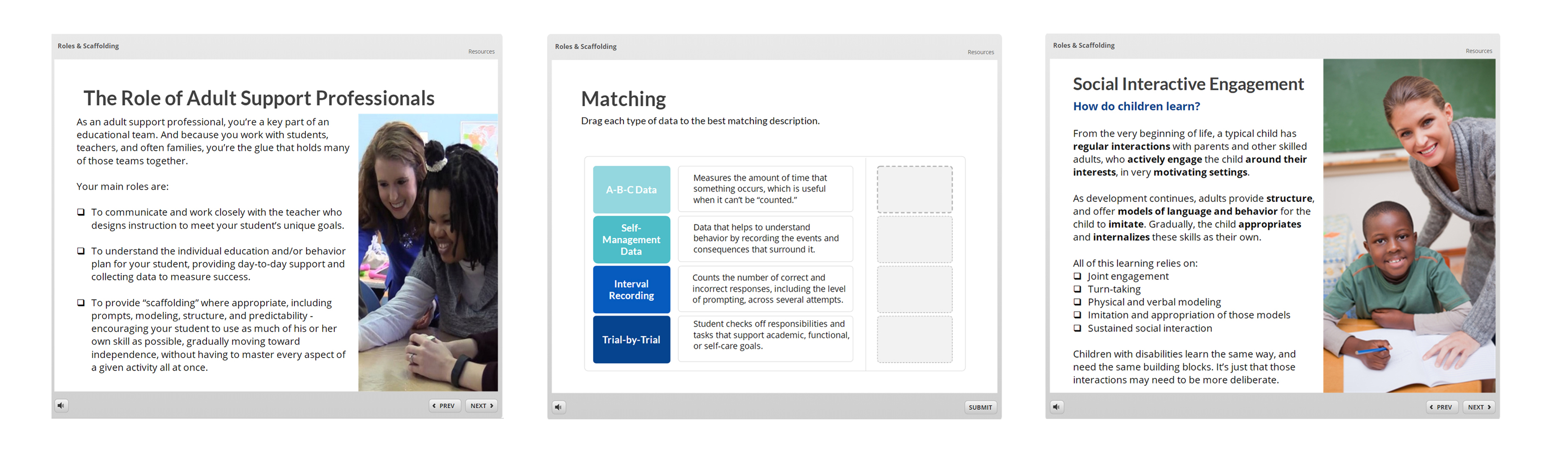 Online Modules Screenshots - Hussman Institute for Autism